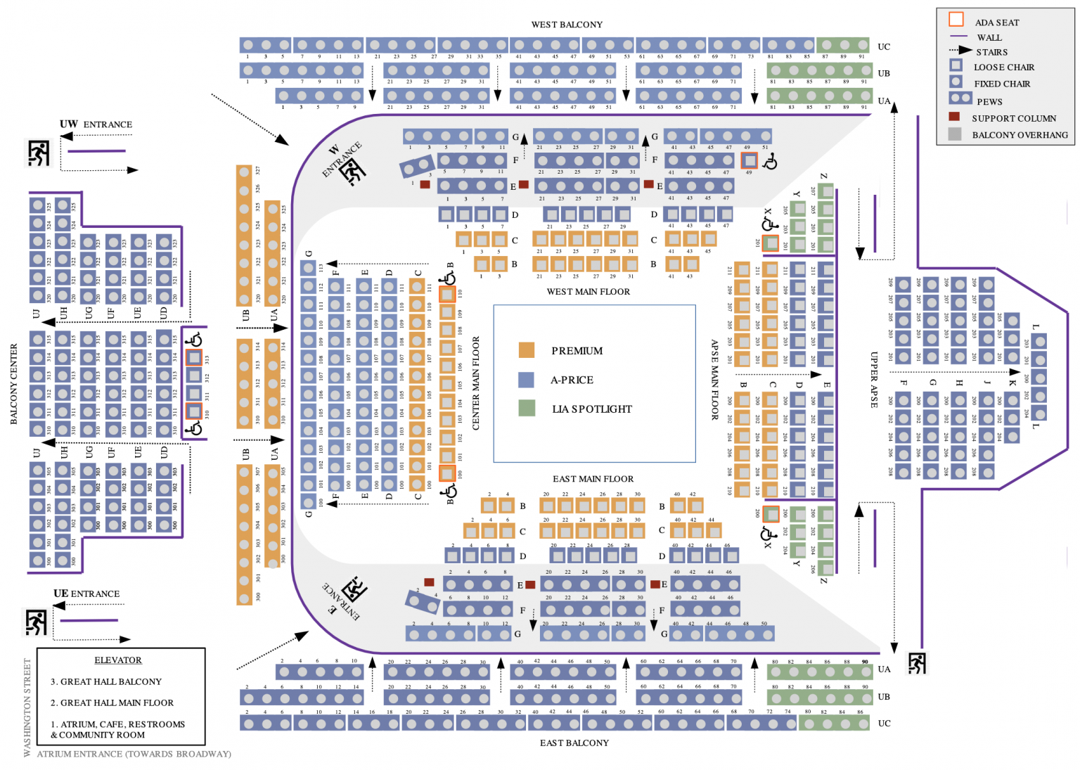 Seating map - Universal Preservation Hall